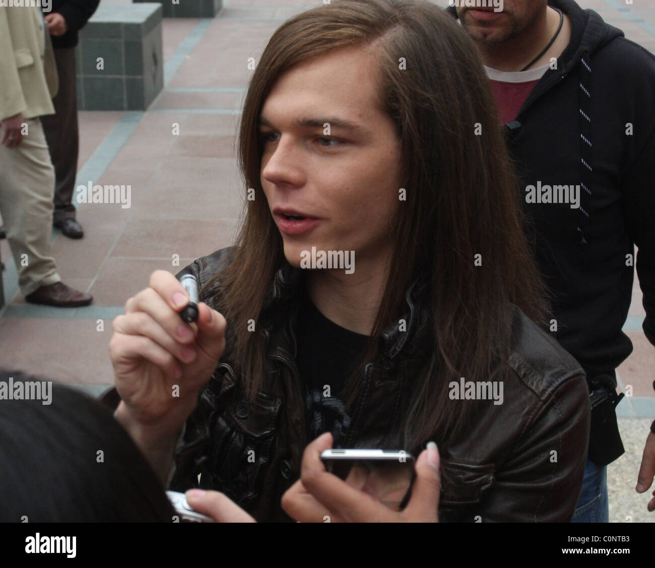 George Listin of Tokio Hotel after performing live for fans outside ...