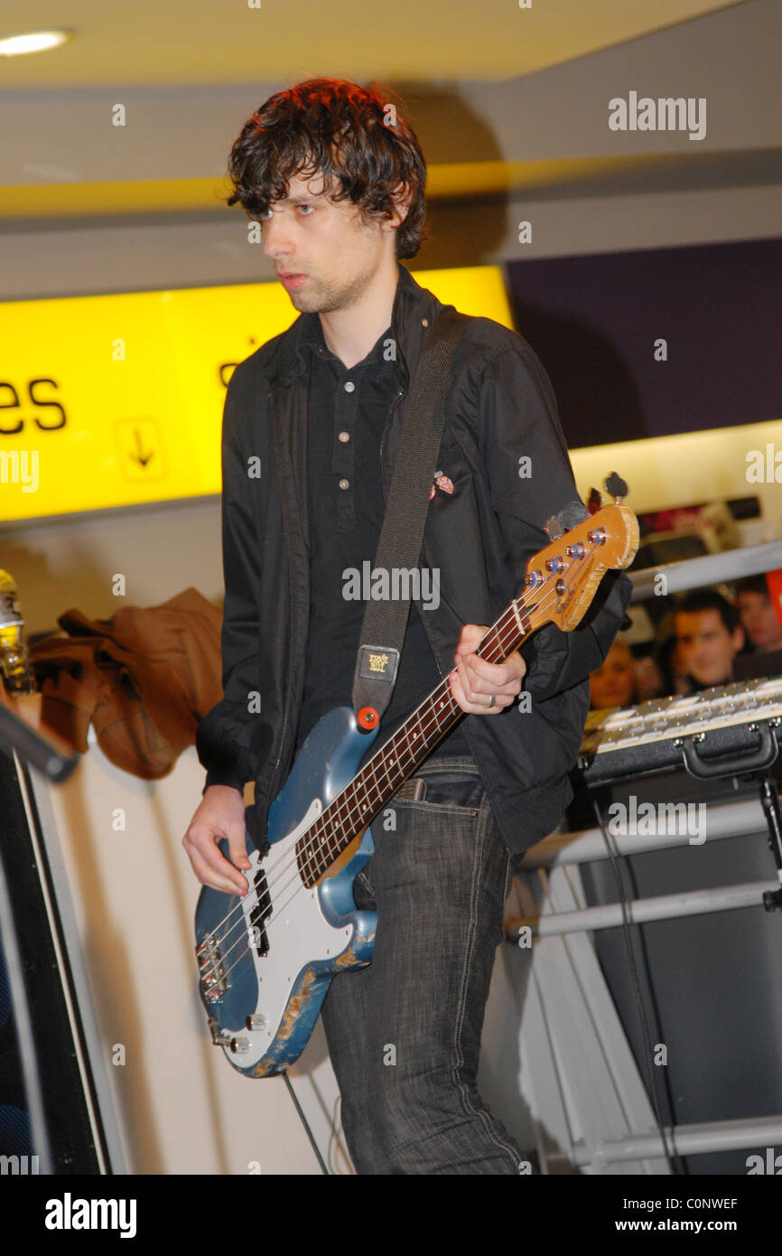 Gordon Moakes of Bloc Party performing live at HMV on Oxford Street ...