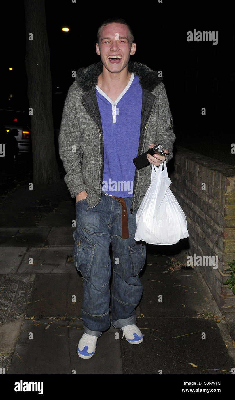 Scott bruton arrives back at the x factor secret hideaway hi-res stock ...