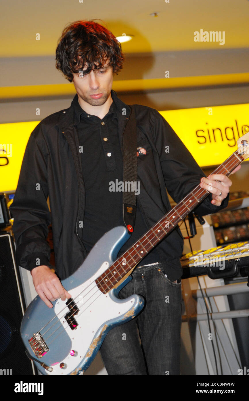 Gordon Moakes of Bloc Party performing live at HMV on Oxford Street ...