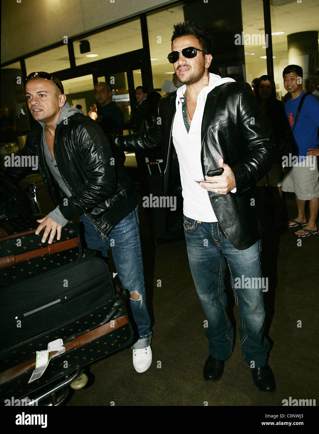 Peter Andre and his Brother arriving at LAX via a Virgin Atlantic ...