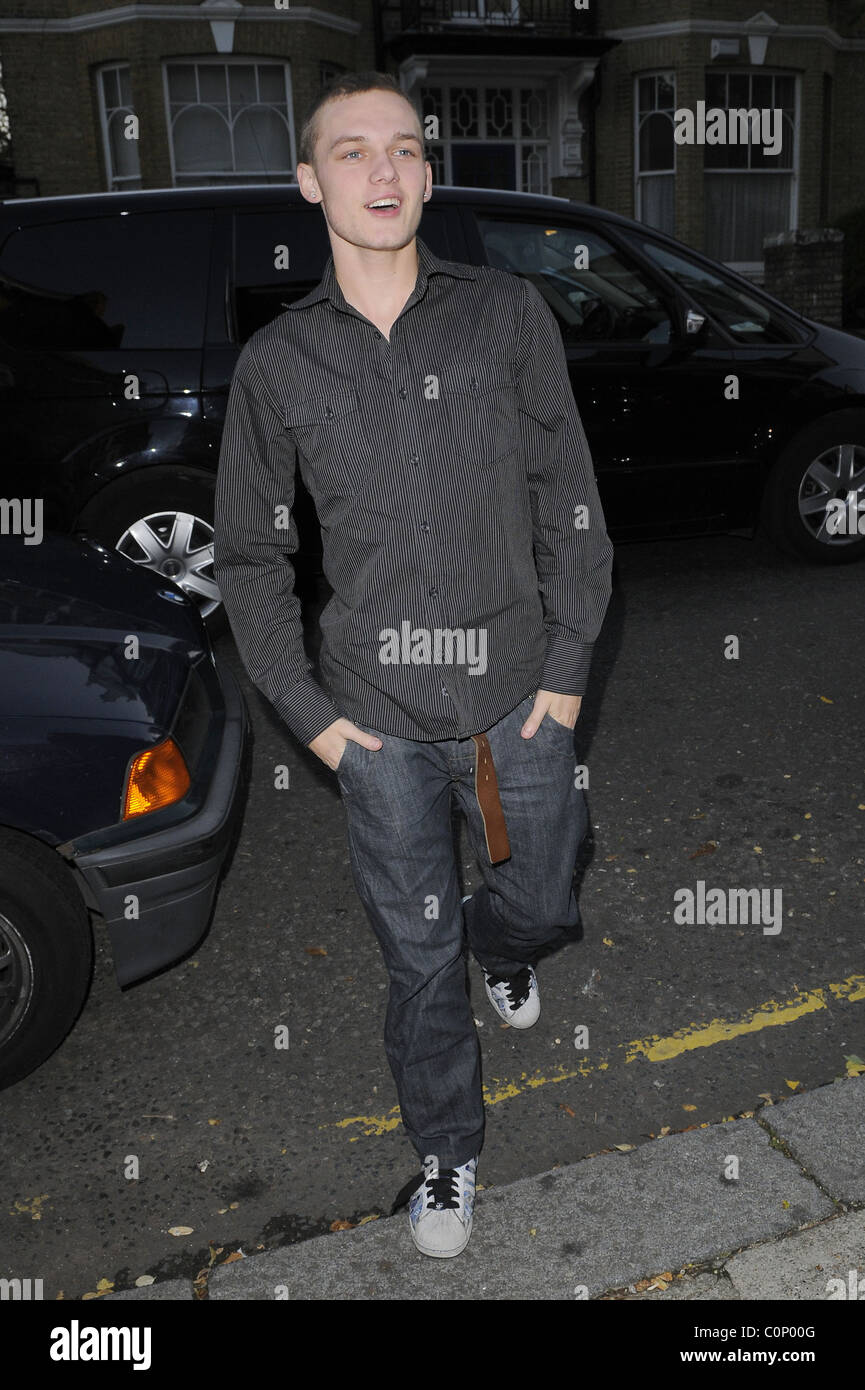 Scott bruton arrives back at the x factor secret hideaway hi-res stock ...