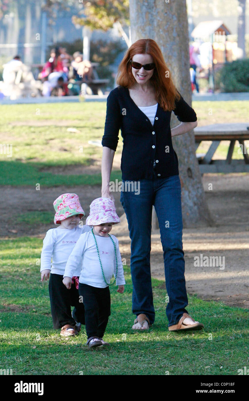 Marcia Cross takes her daughters Savannah and Eden to her local park ...