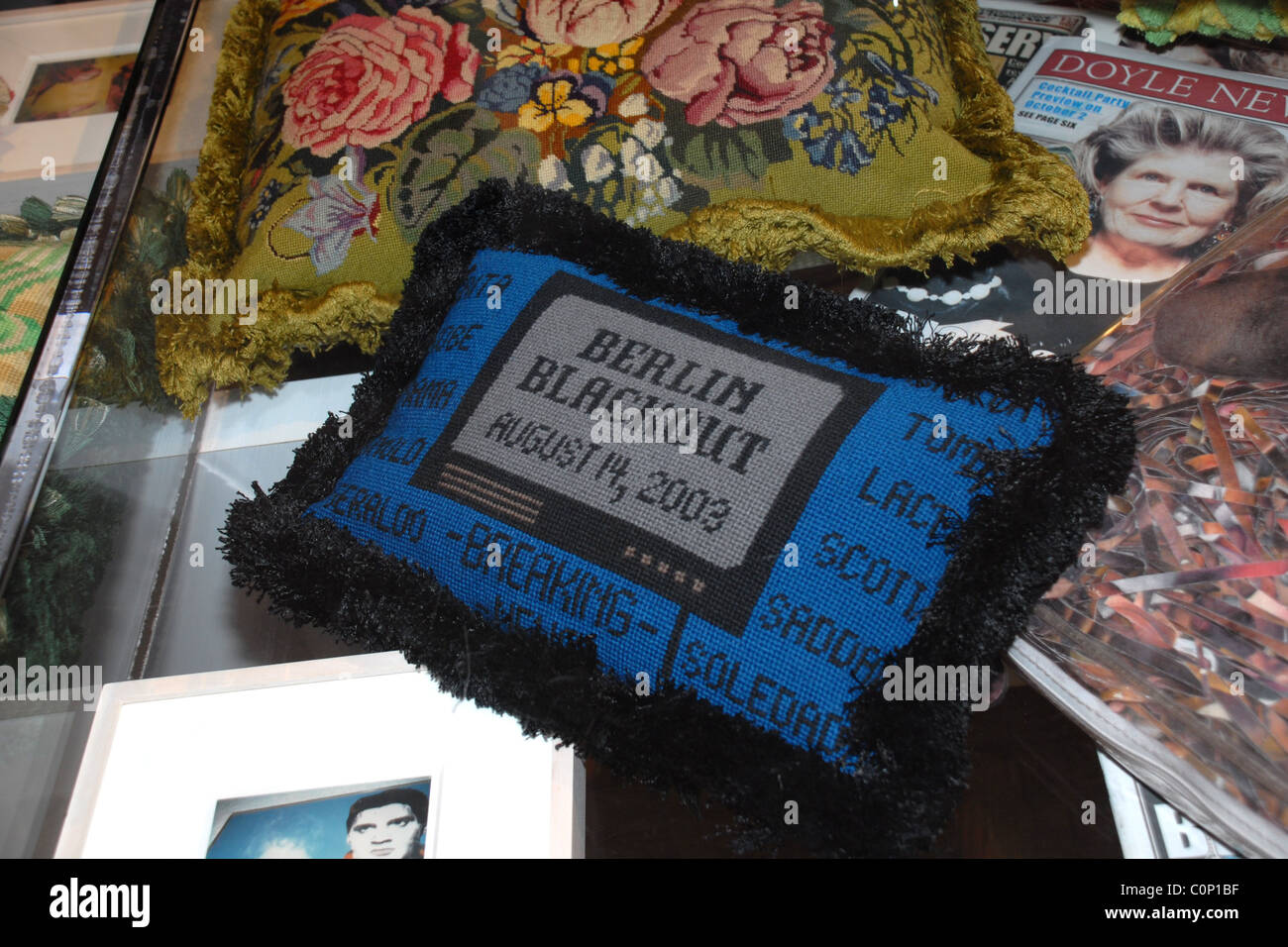 Needlepoint pillow Andy Warhol superstar Brigid Berlin showcases some ...