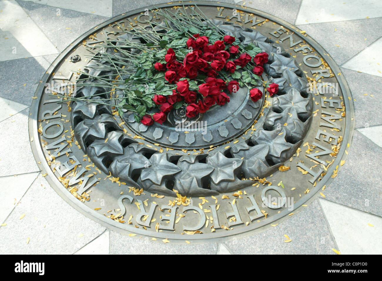 The bereaved hold their rose before placing on the National Law ...
