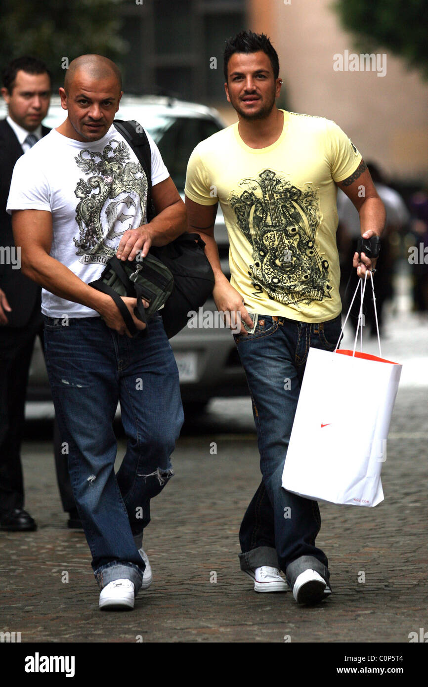 Peter Andre leaving his hotel with his brother. Los Angeles, California ...