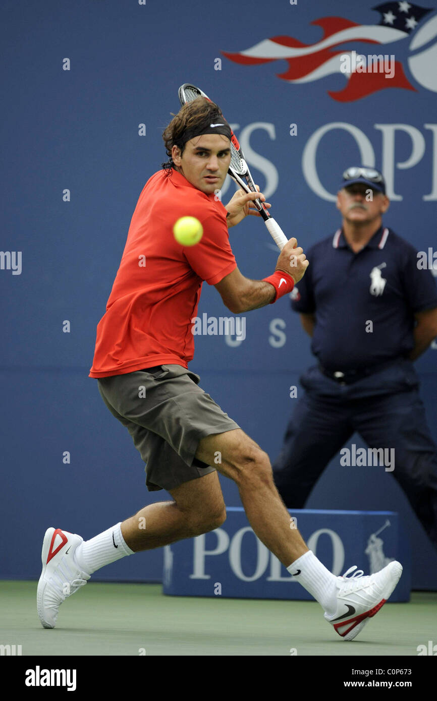 Roger Federer during the U.S. Open Final at the Arthur Ashe Stadium in ...