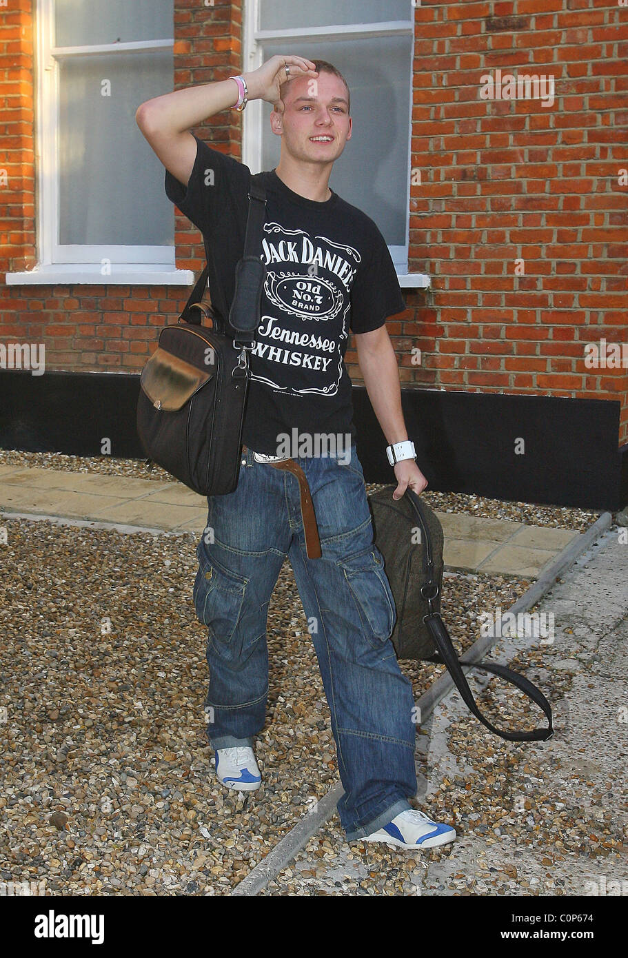 Scott Bruton leaving the 'X Factor' house to go to rehearsals London ...