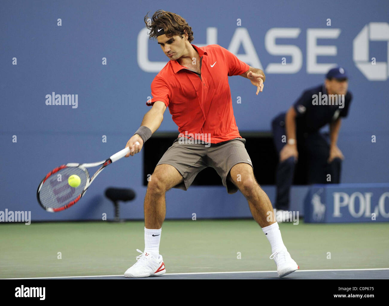 Roger Federer during the U.S. Open Final at the Arthur Ashe Stadium in ...