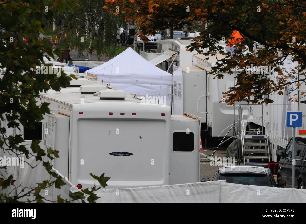 Actor's trailers at the set of "Inglourious Basterds" Berlin, Germany ...