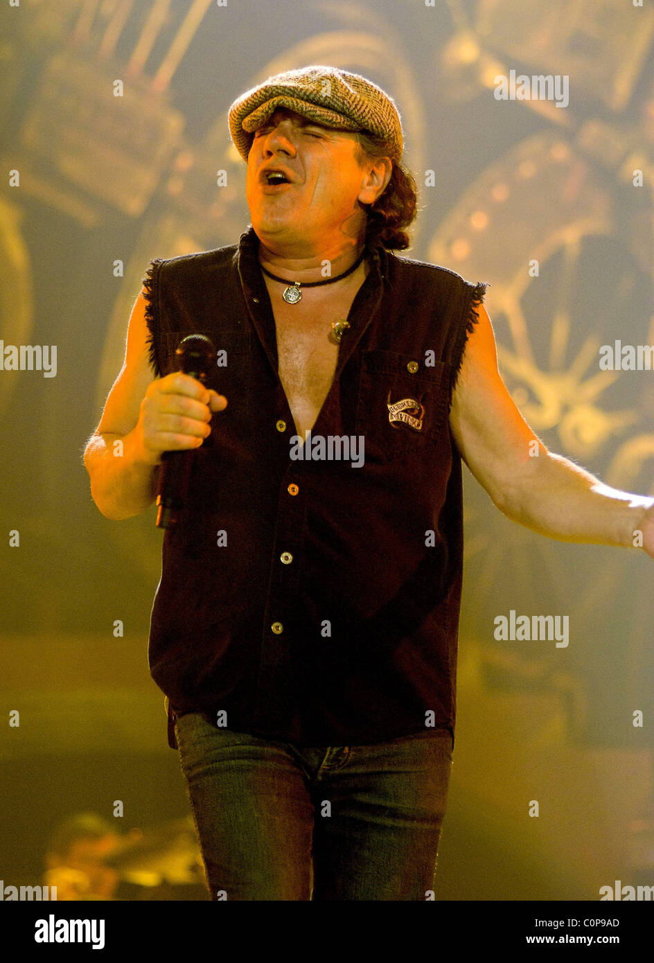 Angus Young of AC/DC performing live during their Black Ice World Tour ...