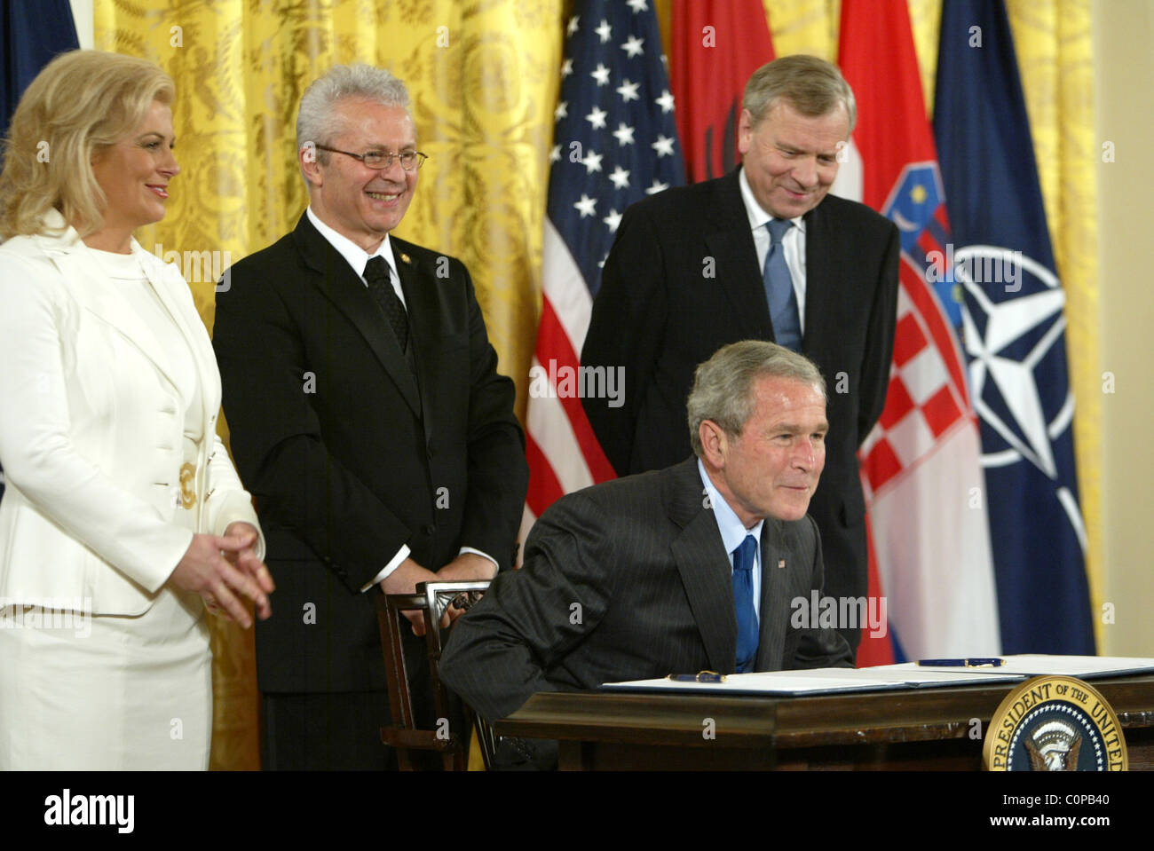 President George W Bush Signing ceremony for NATO Accession Protocols ...