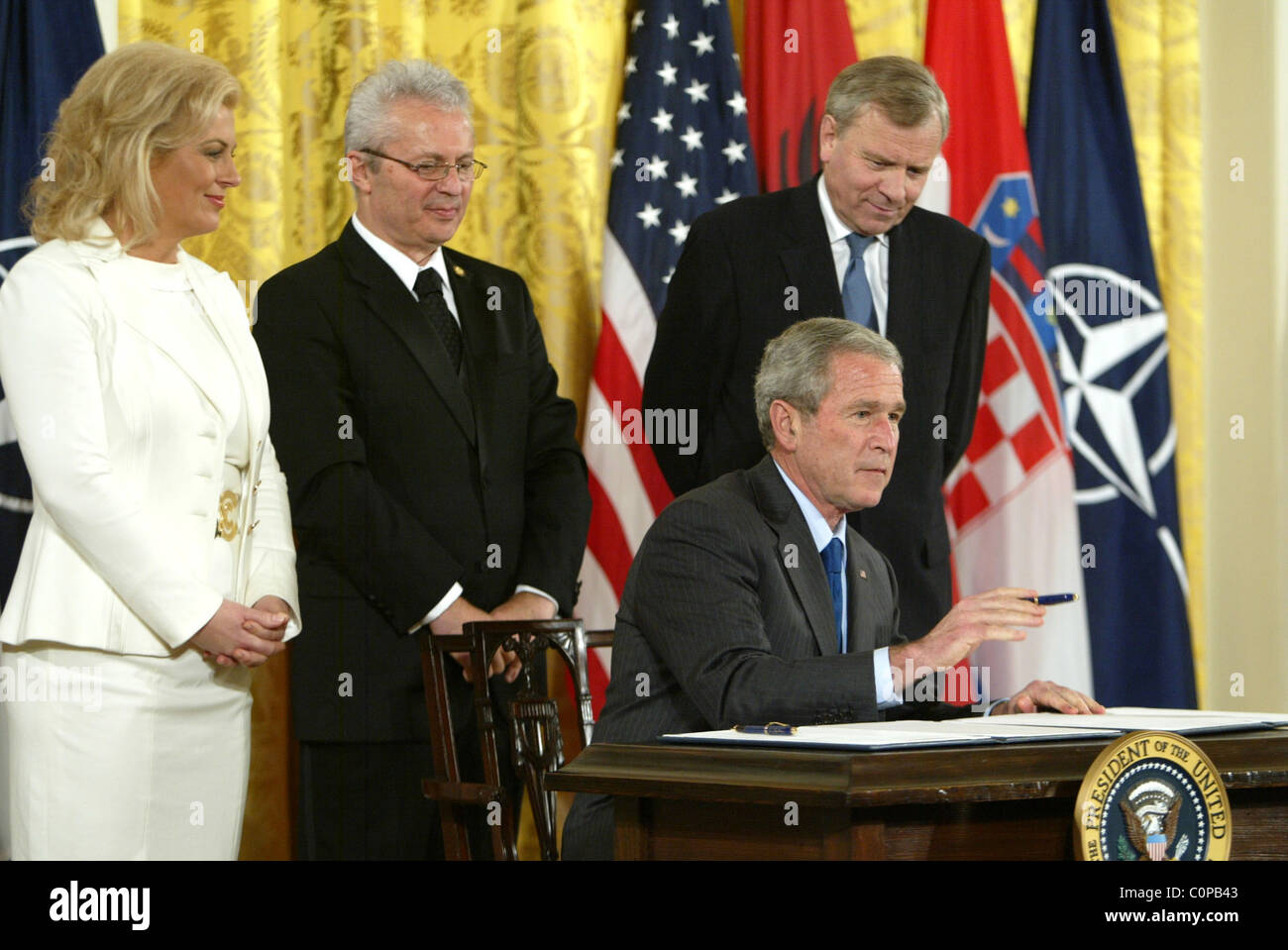 President George W Bush Signing ceremony for NATO Accession Protocols ...