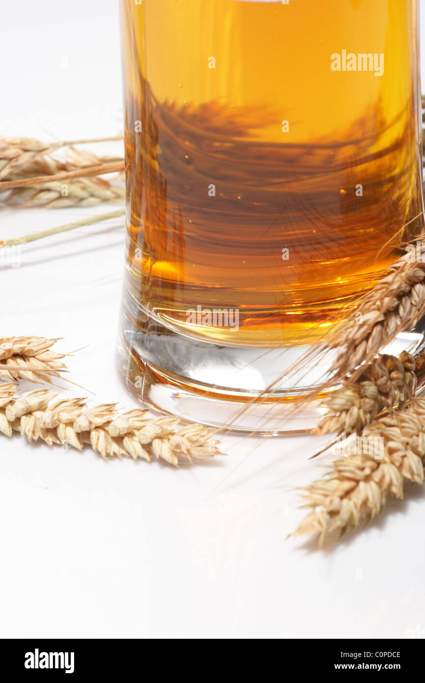 Glass of beer with grain Stock Photo - Alamy