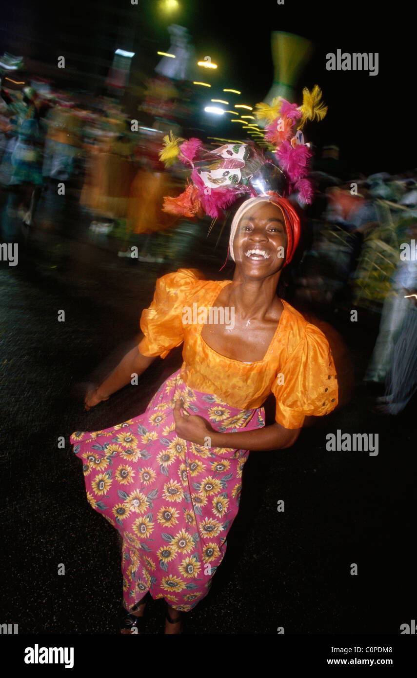 Havana. Cuba. Smiling Cuban girl during the annual summer carnival ...
