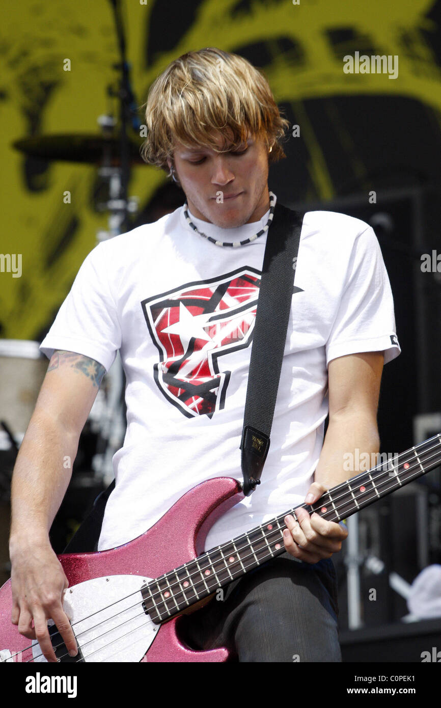 Dougie Poynter of McFly performing live Weybridge, Surrey - 12.07.08 ...