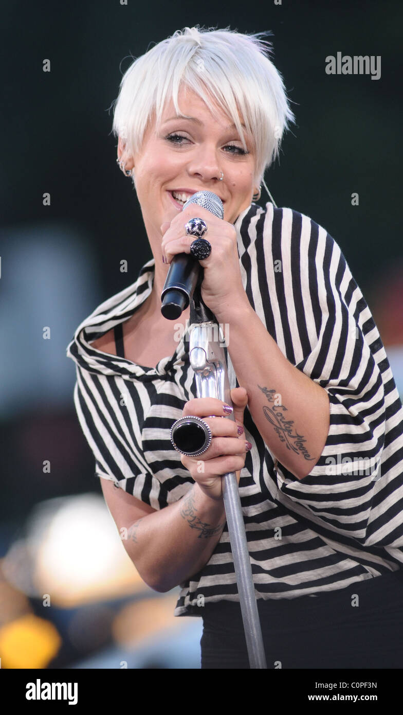 Pink aka Alecia Moore performing live on CBS' 'The Early Show' New York ...