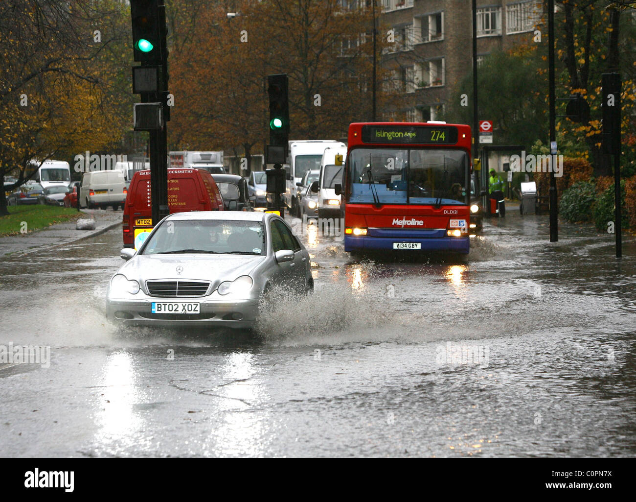 Heavy rain leads to flooding on the roads of north London London ...