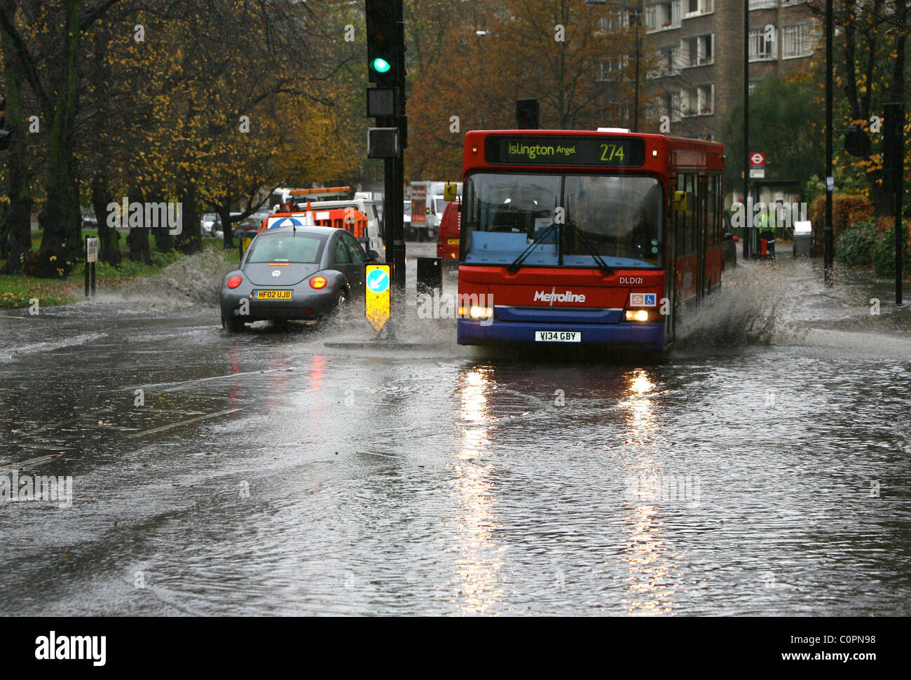 Heavy rain leads to flooding on the roads of north London London ...