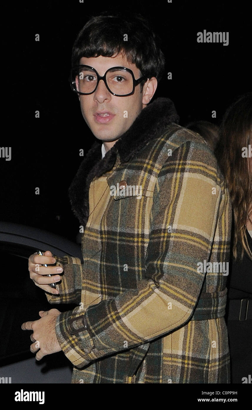 Mark Ronson, appearing to be dressed as Austin Powers, leaving the ...
