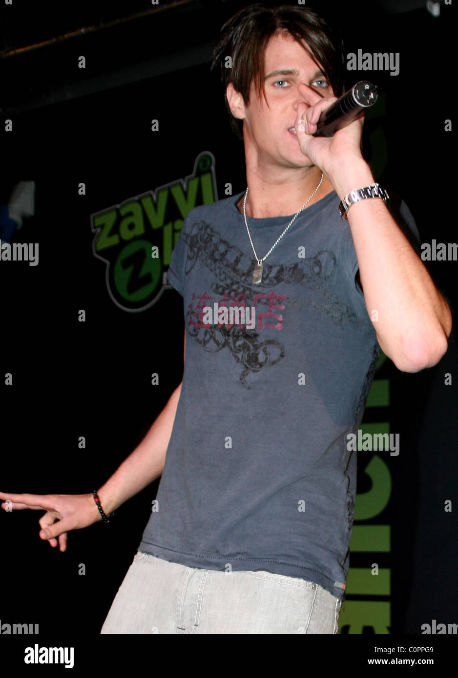 Swedish computer nerd Jonas Altberg aka Basshunter performing in Zavvi ...
