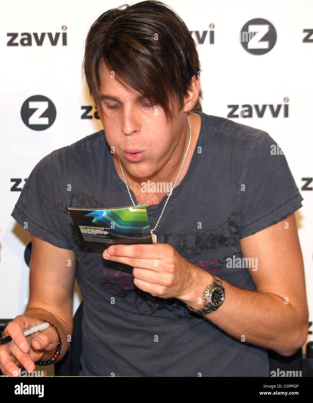 Swedish computer nerd Jonas Altberg aka Basshunter performing in Zavvi ...