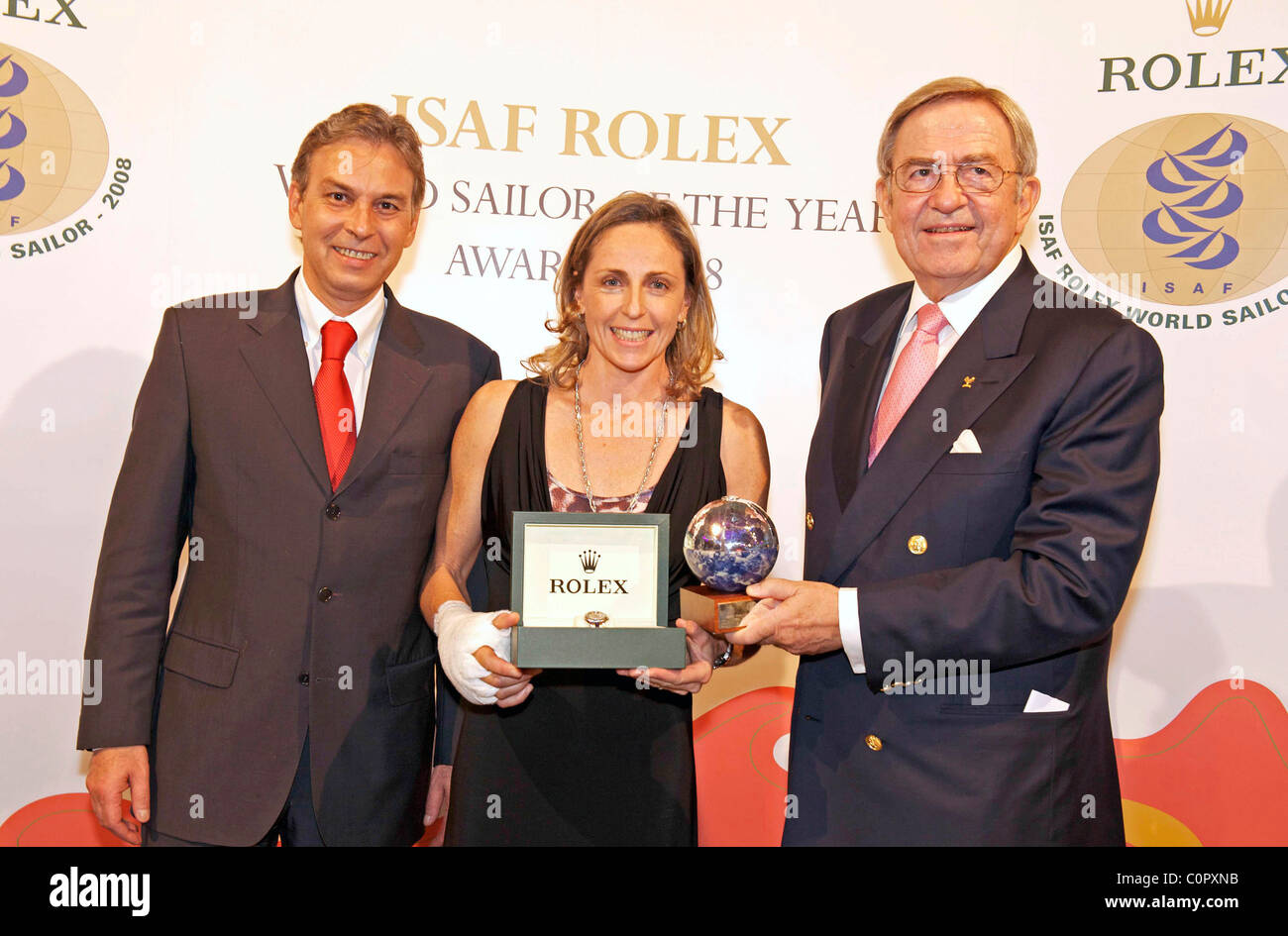 Roland Schuler, Alessandra Sensini and King Constantine of Greece ISAF ...