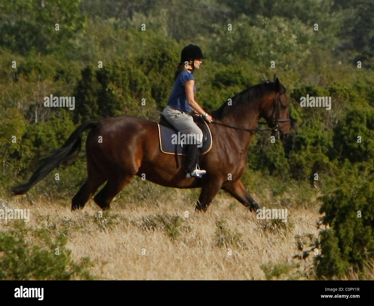Swedish Crown Princess Victoria riding on a horse near the royal summer ...