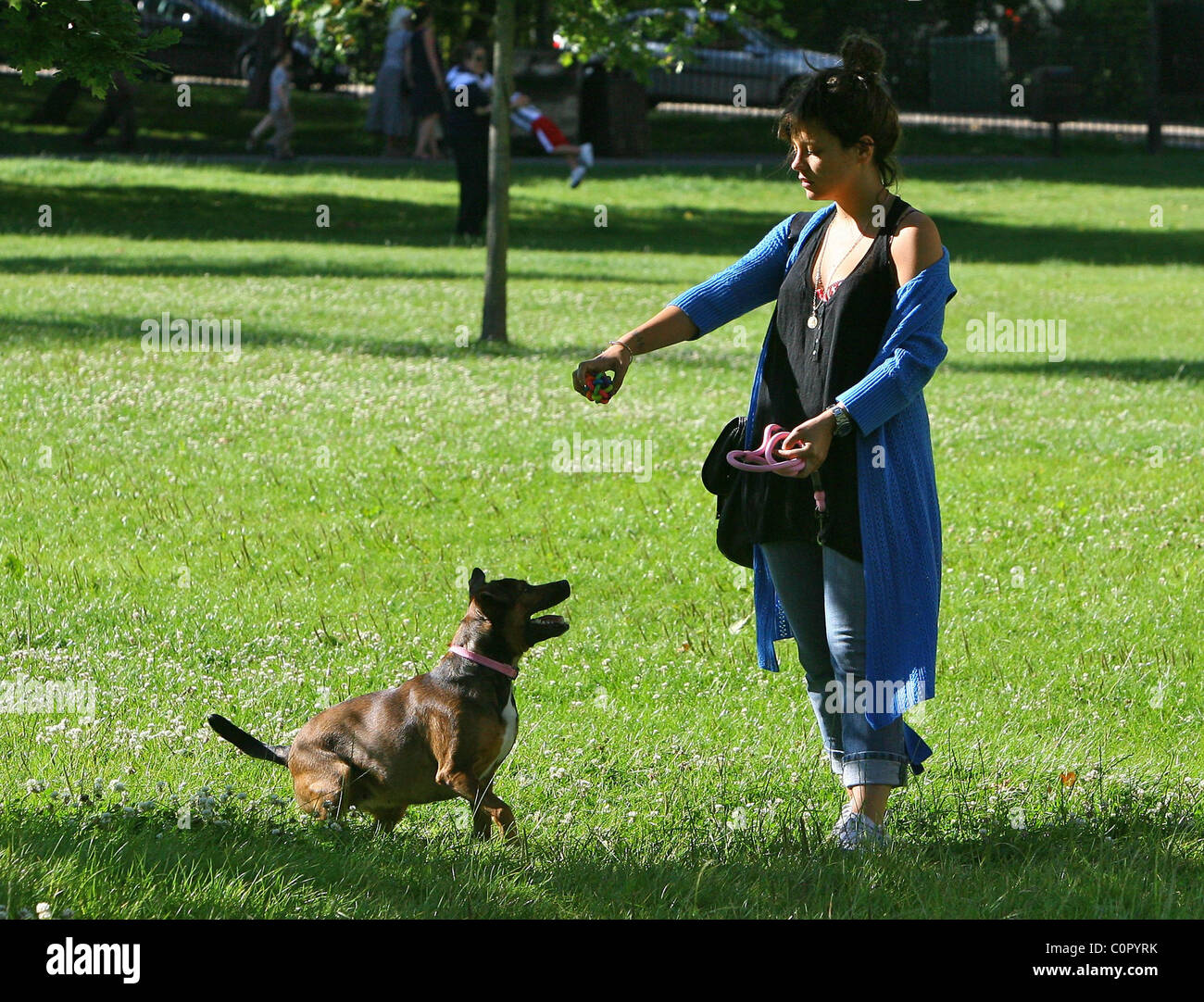 Lily Allen takes her new dog Mable for a walk on Primrose Hill having ...
