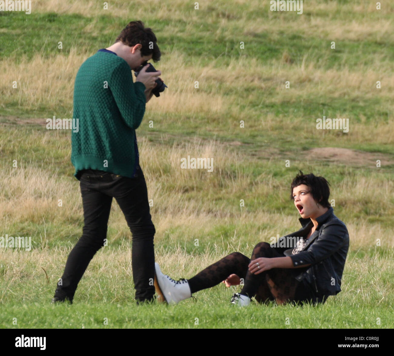 Pixie Geldof and Nick Grimshaw enjoying a day out at the park with ...
