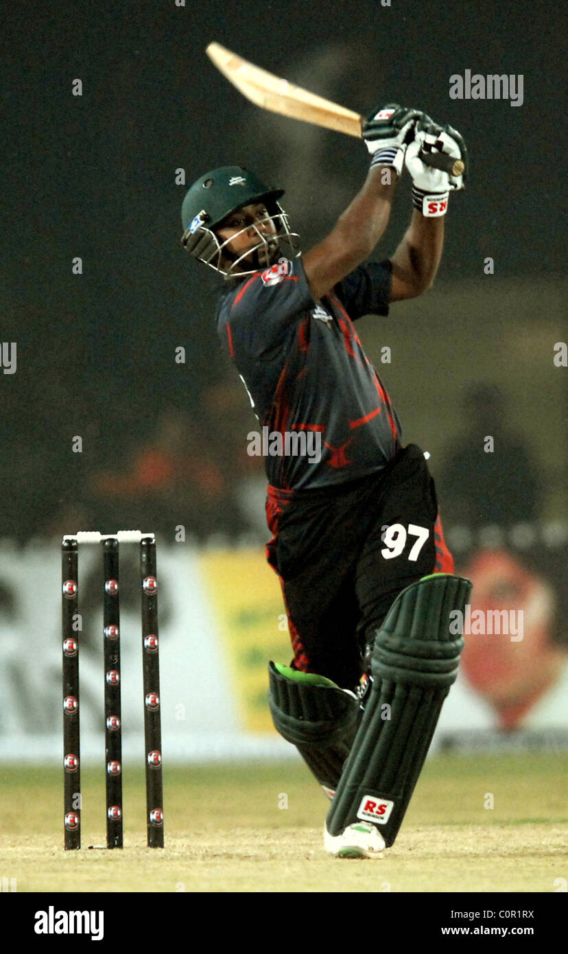 Aftab Ahmed of Dhaka warriors in action against the Royal Bengal Tigers ...