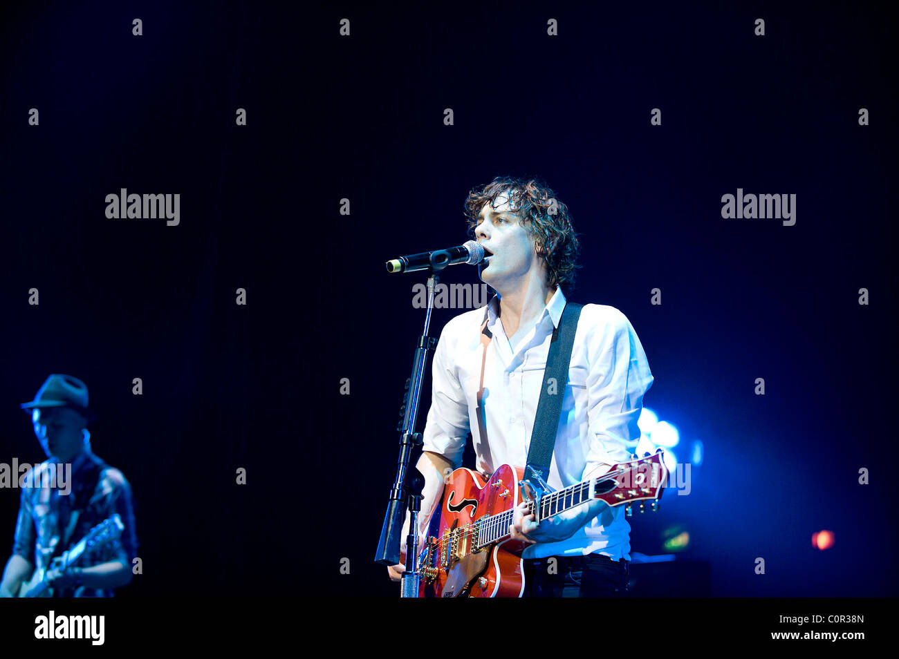 Johnny Borrell of Razorlight performing live at the Brixton Academy ...