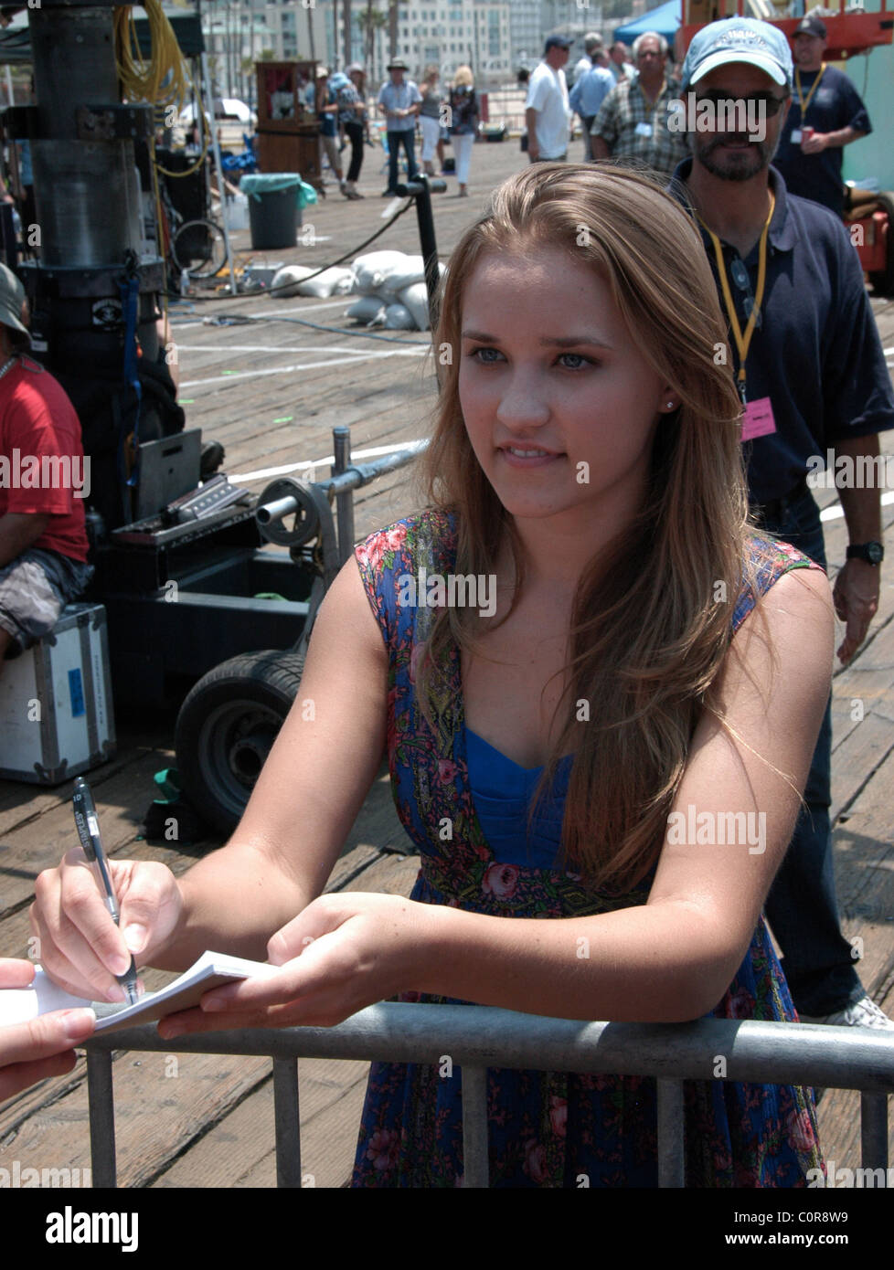 Emily osment signs autographs on the set of hannah montana hi-res stock ...