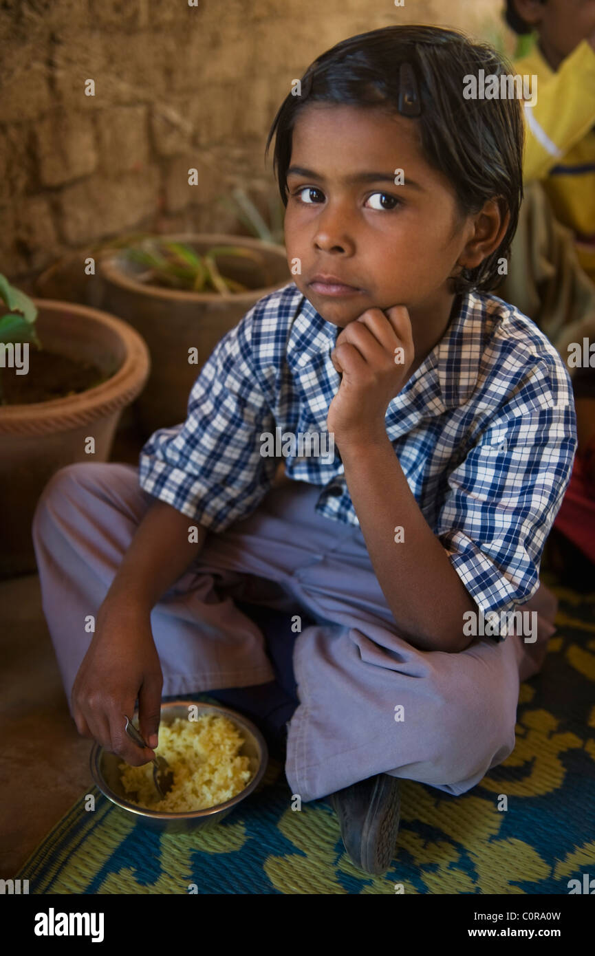 Schoolgirl taking her lunch Stock Photo - Alamy