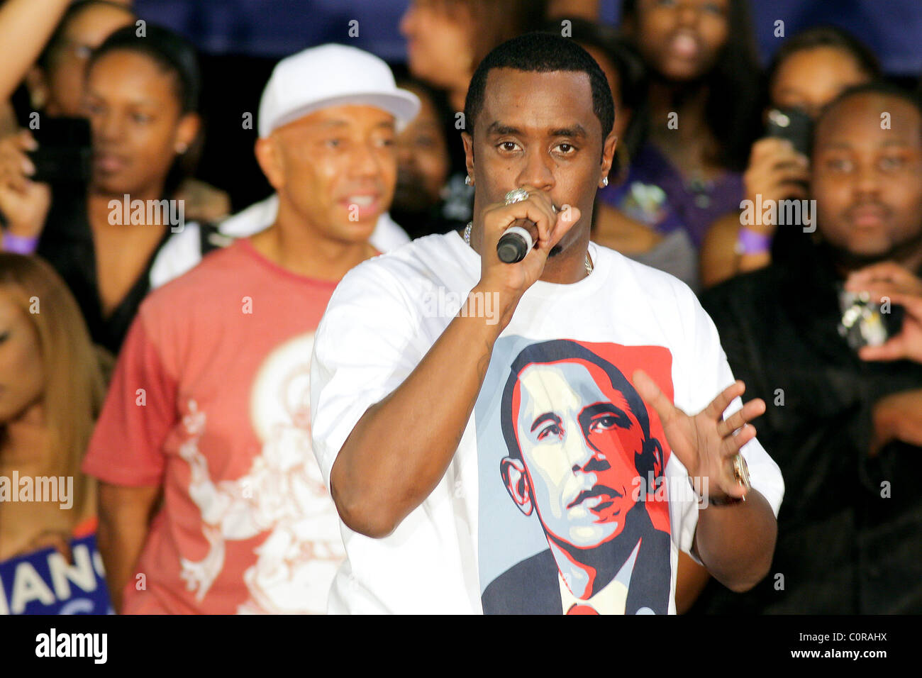 Sean "Diddy" Combs and Russell Simmons speaking at the Last Chance For ...