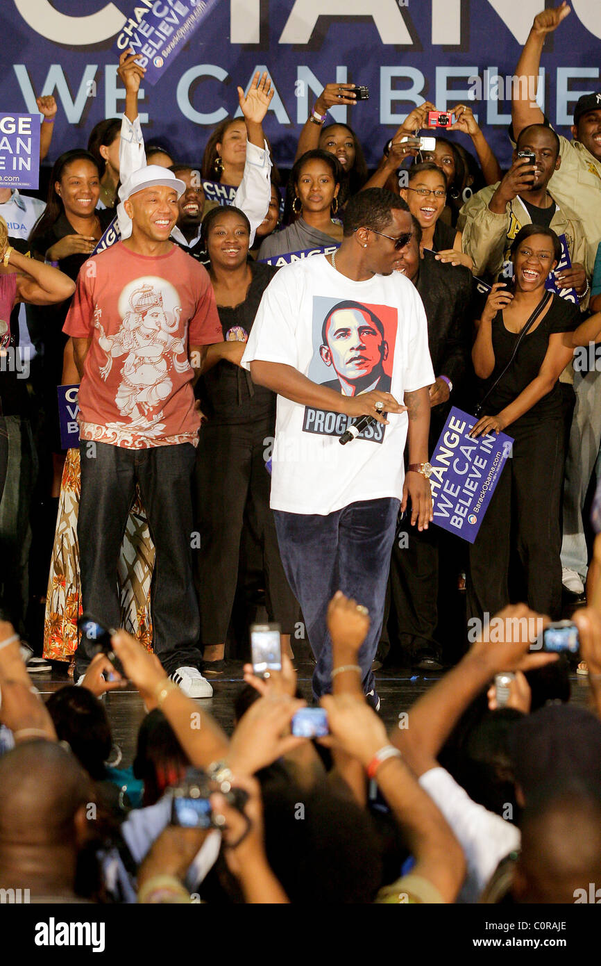 Sean "Diddy" Combs and Russell Simmons speaking at the Last Chance For ...