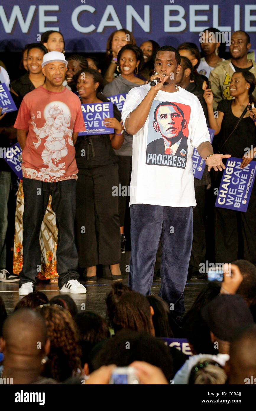 Sean "Diddy" Combs and Russell Simmons speaking at the Last Chance For ...