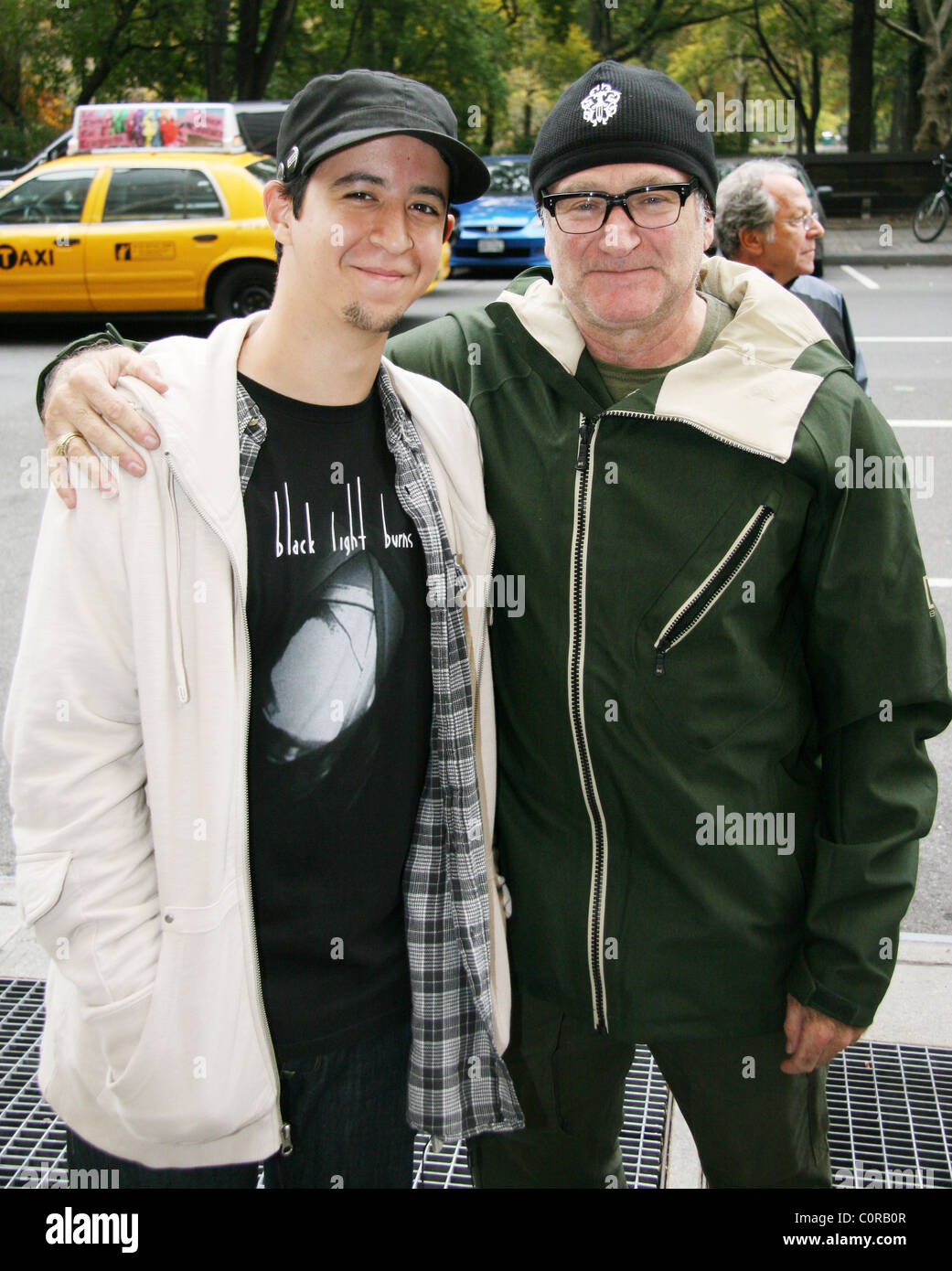 Robin Williams arriving at a hotel in Manhattan. New York City, USA ...