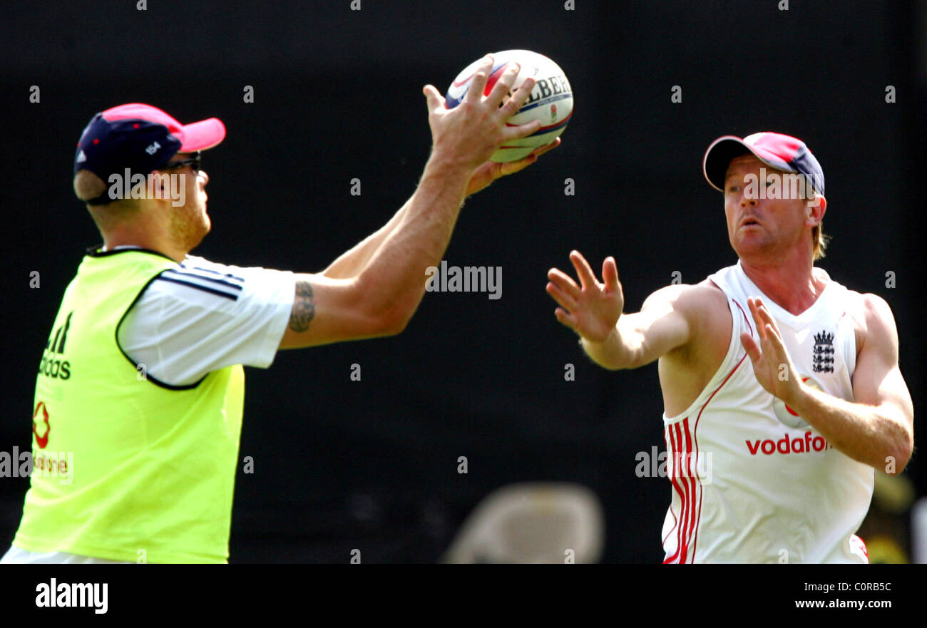 Andrew Flintoff and Paul Collingwood England team practice session on ...