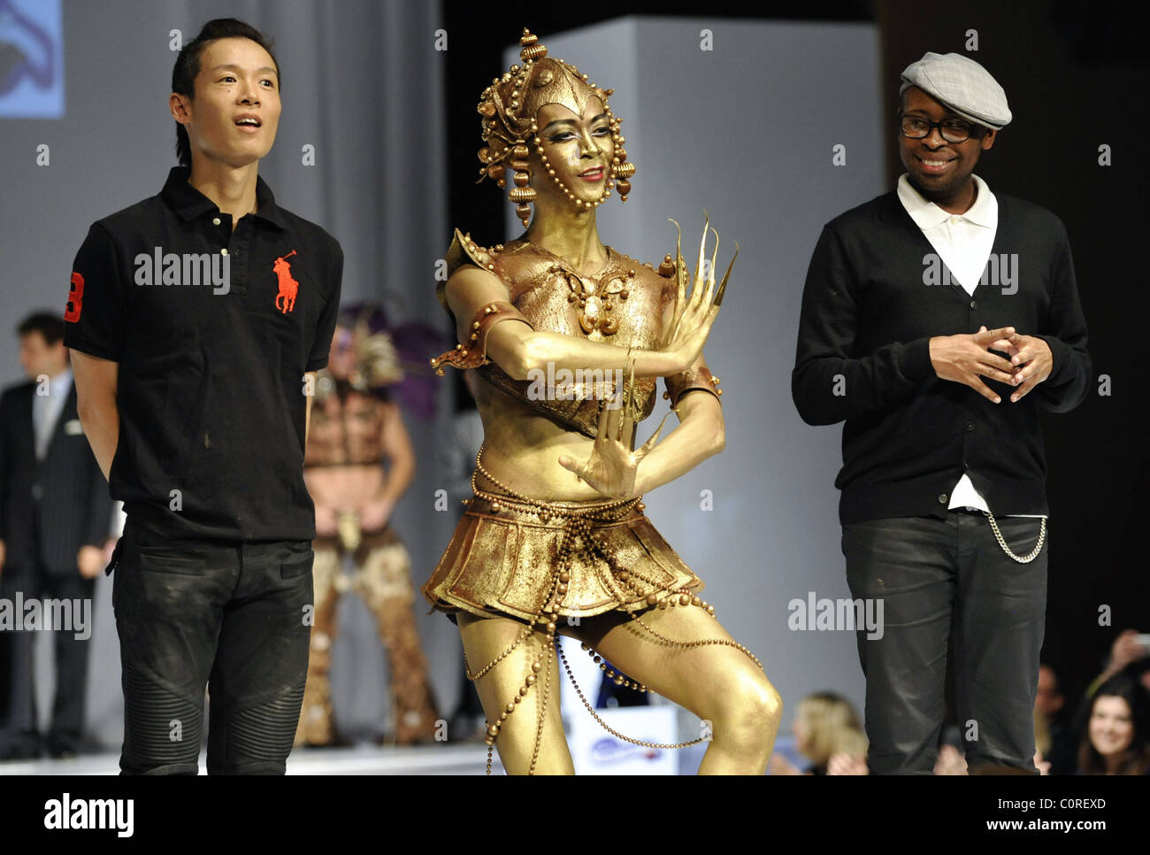 Model with Designers Stephen Wong (L) and Kirk Pickersgill (R) 2008 ...