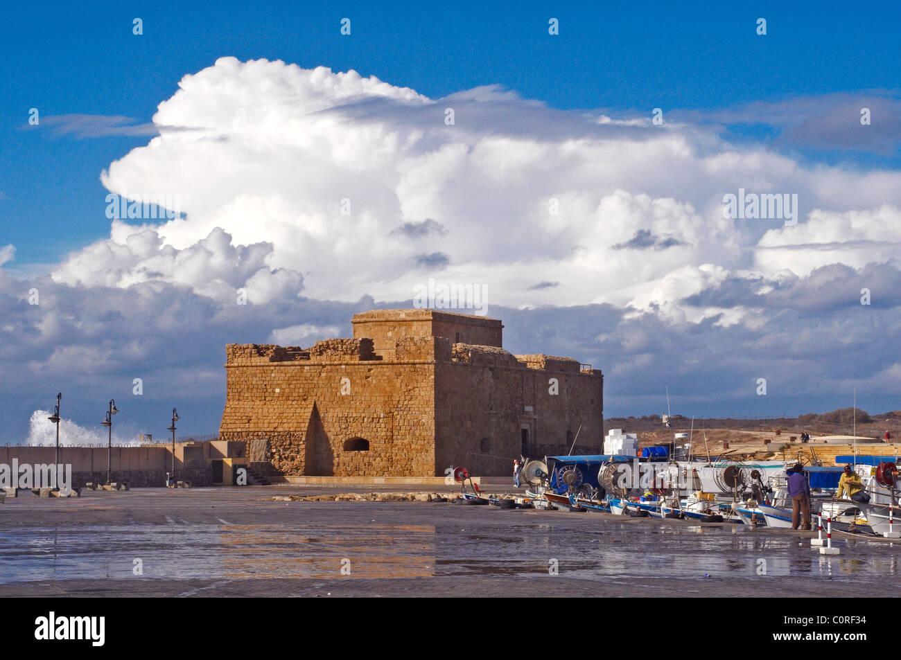 Paphos Fort guarding the harbour at Paphos in Southern Cyprus Stock ...