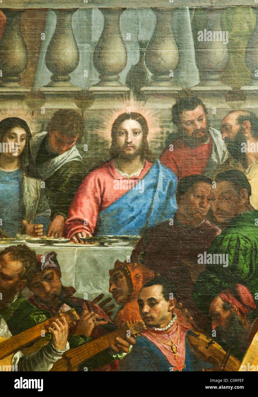 Details of Painting The Last Supper in a museum, Musee Du Louvre, Paris ...