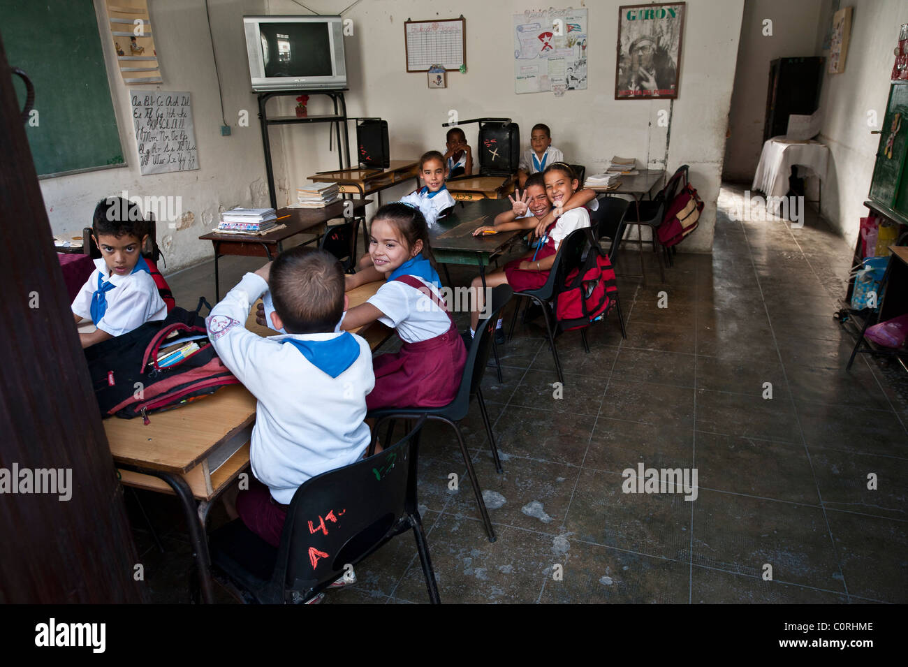 School children and teacher in school Trinidad central Cuba Stock Photo ...