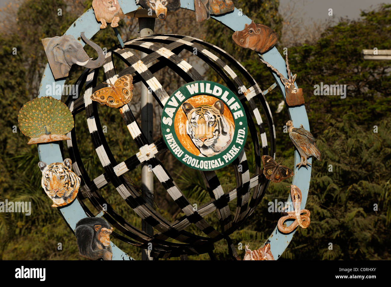 Save Wildlife sign inside Nehru Zoological Park, Hyderabad Stock Photo ...