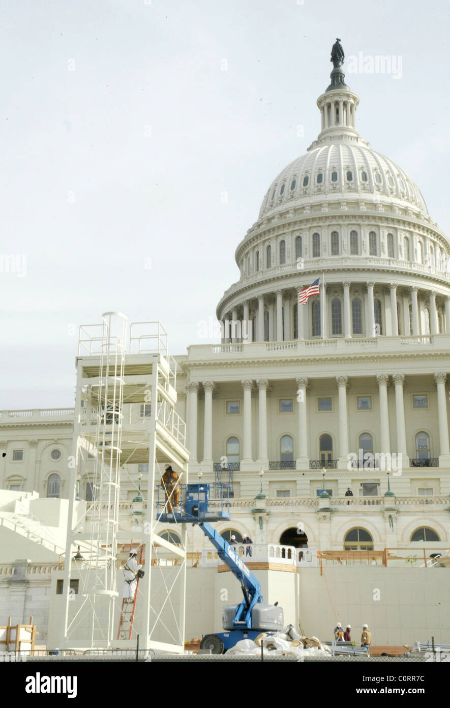 The Inaugural Stands under construction in preparation for the swearing ...