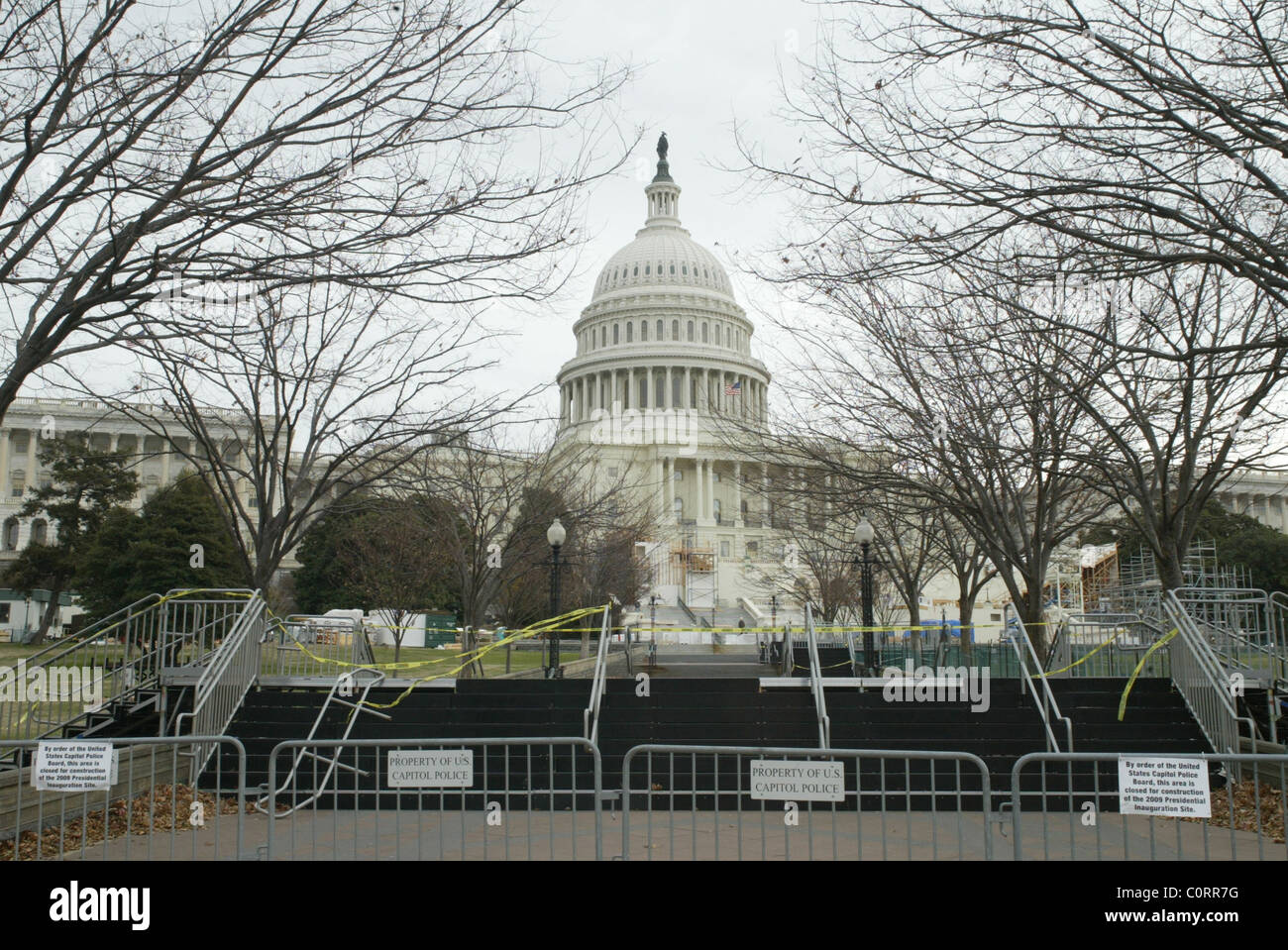 The Inaugural Stands under construction in preparation for the swearing ...