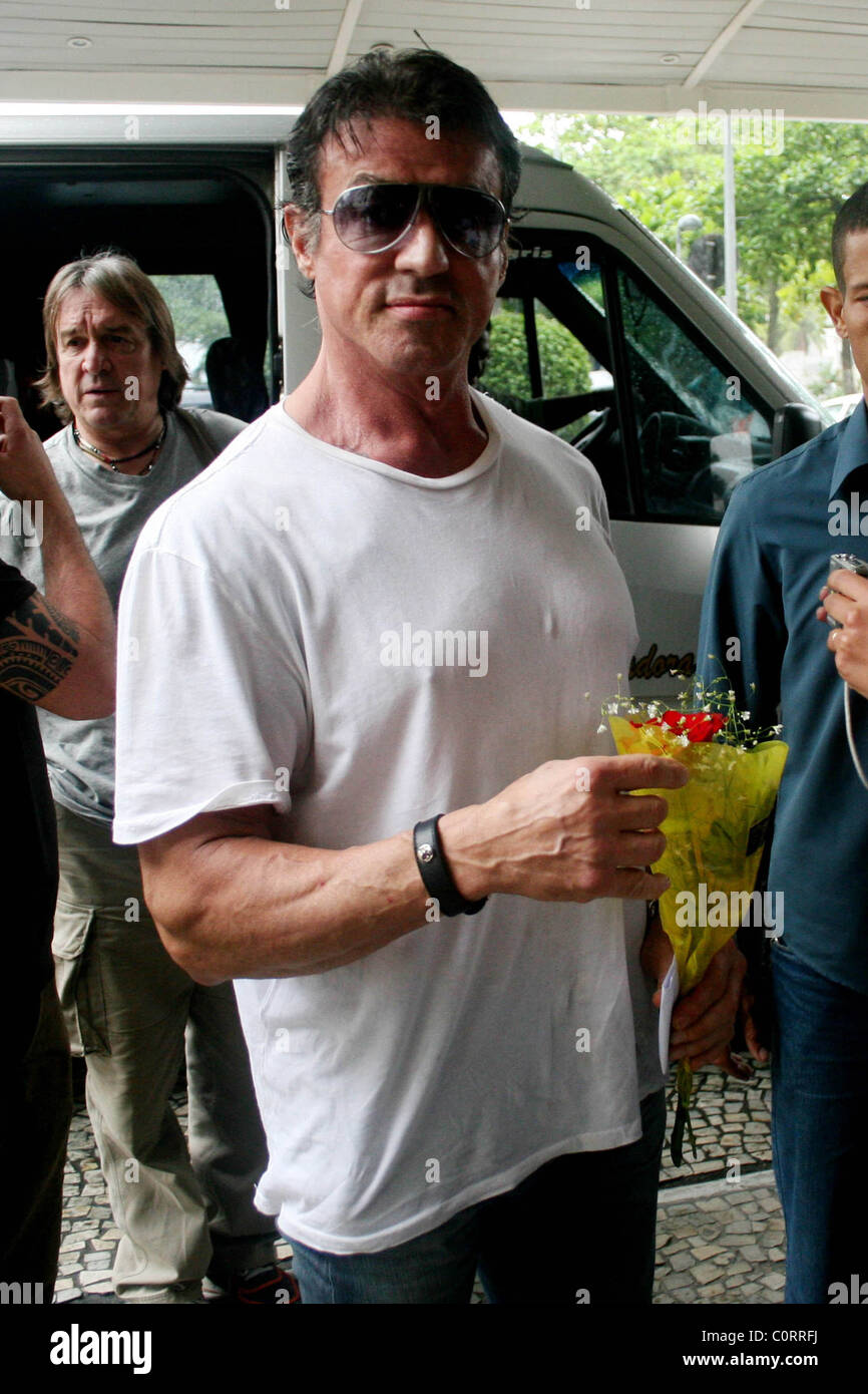 Sylvester Stallone arriving at his hotel. Stallone is in Brazil ...