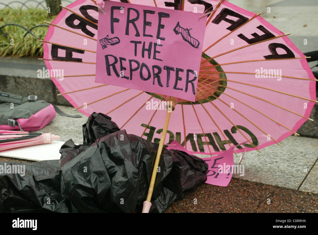 Activist group Code Pink hold a protest, campaigning for the release of ...