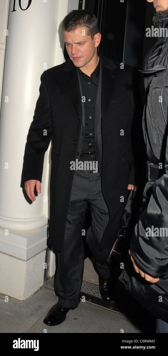 Matt Damon leaving a private party, held at the home of Barclays senior ...