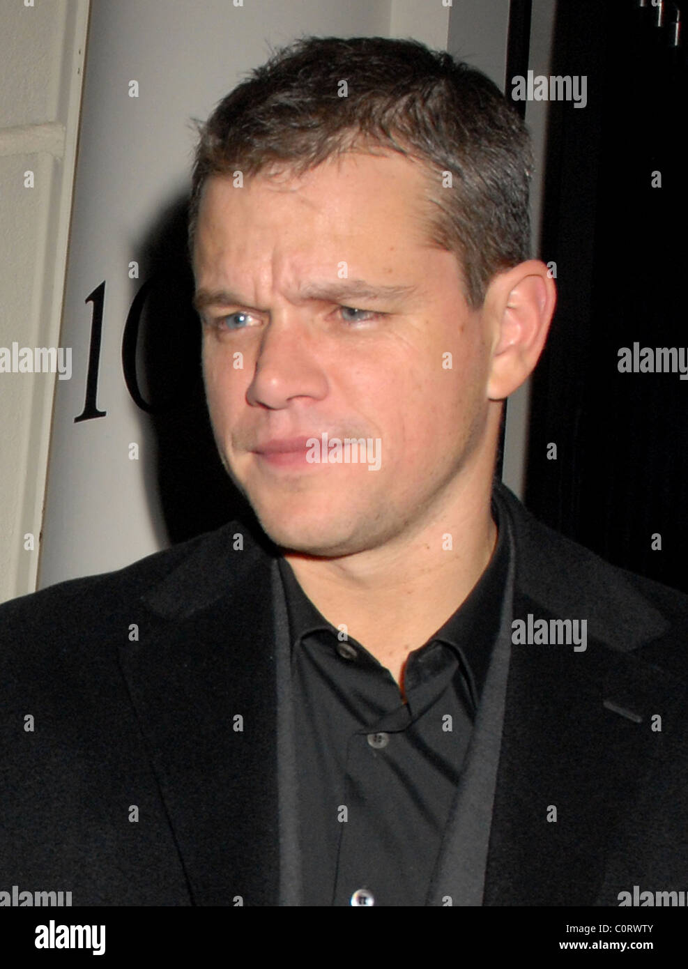 Matt Damon leaving a private party, held at the home of Barclays senior ...